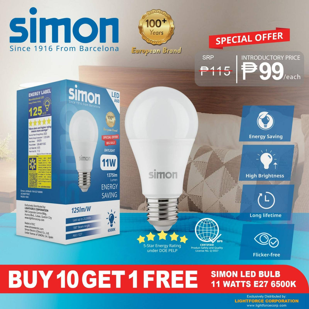 SIMON LED BULB A60 11W E27 (10+1 PROMO!!!) – Lightforce Corporation