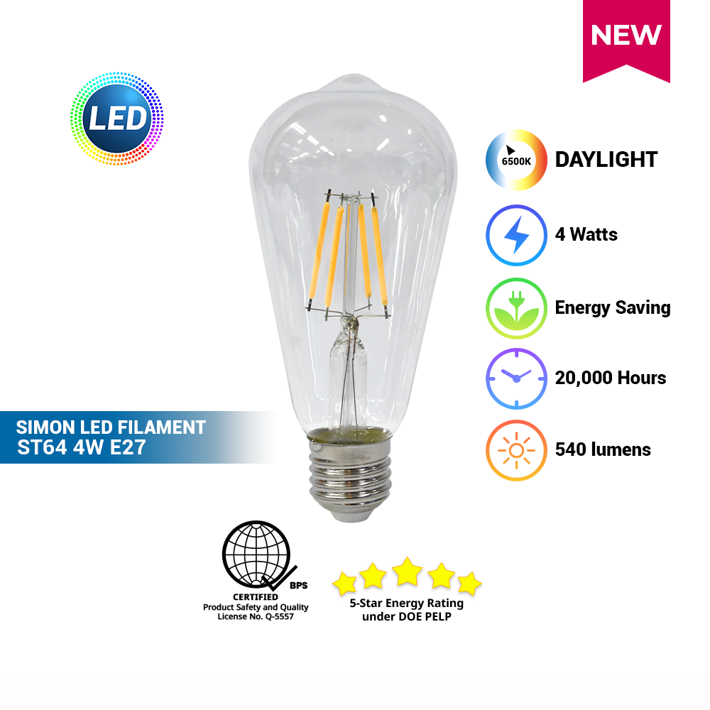 SIMON LED Filament ST64 4W E27 – Lightforce Corporation